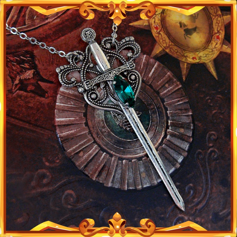 Quench your thirst for adventure with this medieval sword necklace