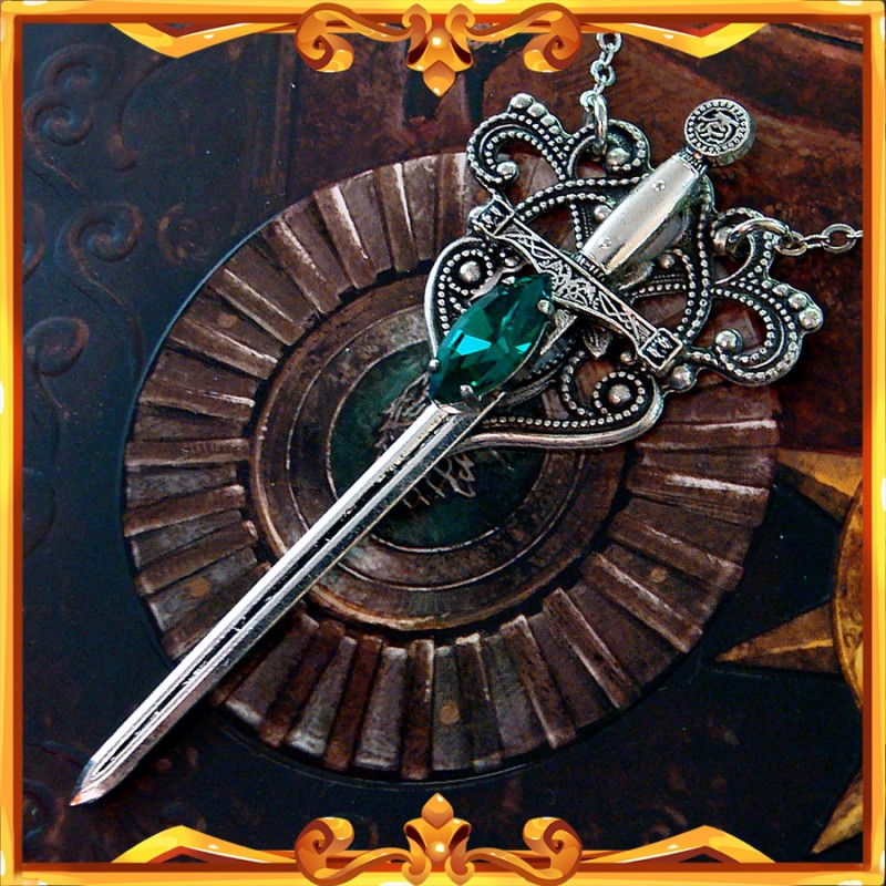 Quench your thirst for adventure with this medieval sword necklace